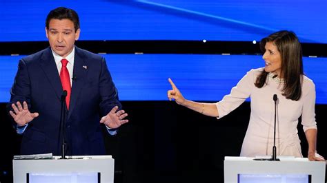 Desantis Haley Spar In Iowa Debate With Trump Across Town