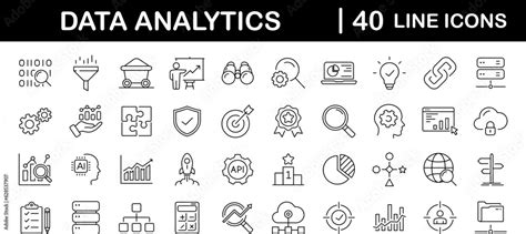 Data Analytics Set Of Web Icons In Line Style Data Analysis Icons For