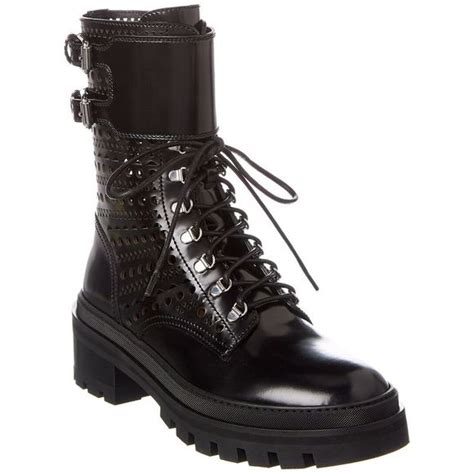 Alaia Shoes Alaia Laser Cut Leather Combat Boot Black Poshmark