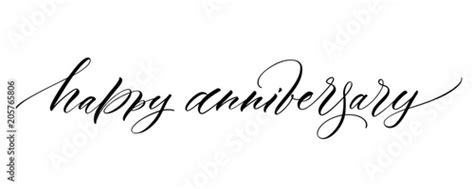 Happy Anniversary Lettering Handwritten Modern Calligraphy Brush