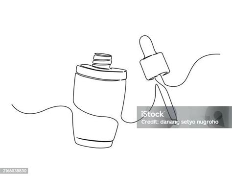 Continuous One Line Drawing Of Serum Bottle Skin Care Serum Bottle Single Line Vector