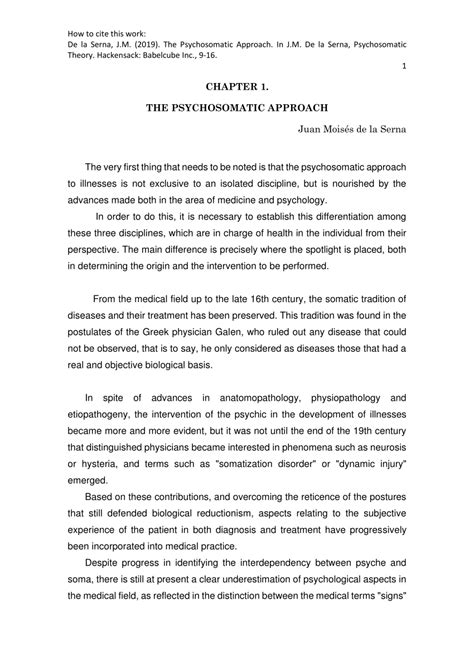 Pdf The Psychosomatic Approach