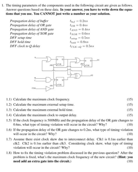 Solved The Timing Parameter Of The Components Used In The