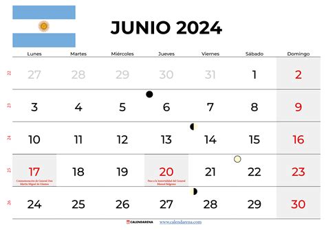 Calendario Junio 2024 Argentina