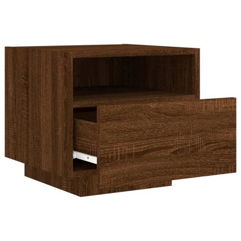 Table de chevet avec lumières LED chêne marron 40x39x37 cm Mothinessto