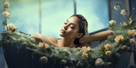 Premium Ai Image A Woman Enjoying A Relaxing Bath Infused With Korean