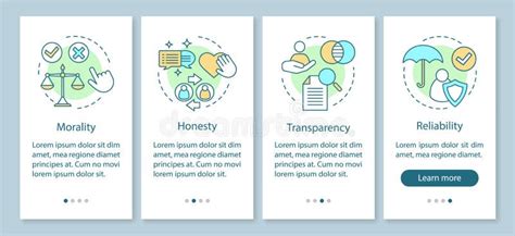 Ethical Principles Onboarding Mobile App Page Screen Vector Template Stock Vector Illustration