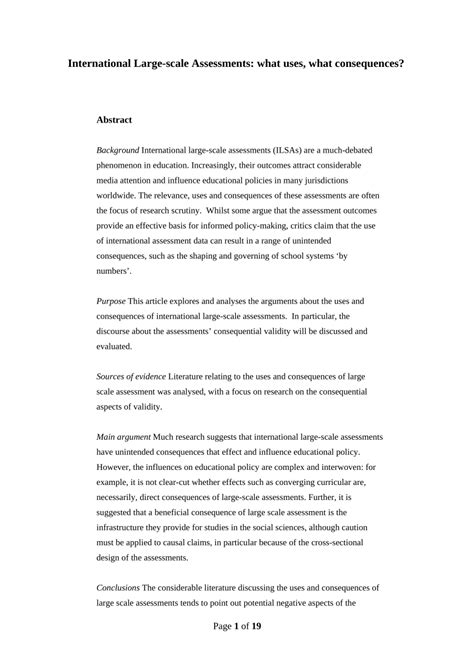 Pdf International Large Scale Assessments What Uses What Consequences