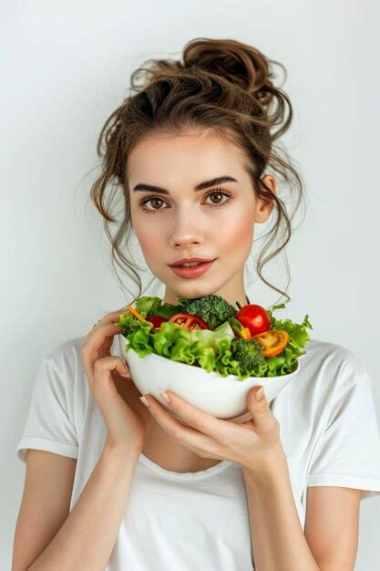Premium Photo Portrait Of A Beautiful Young Woman Eating Vegetable