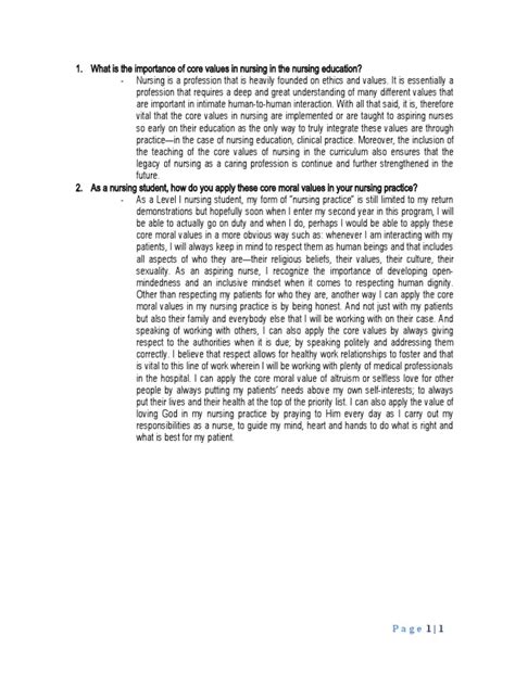 Nursing Core Values Pdf Nursing Patient