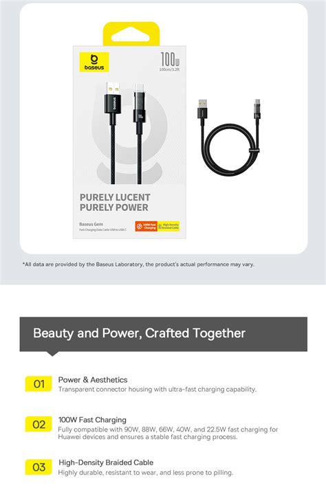 Cáp Sạc Nhanh Baseus Gem USB to C 100W Fast Charging Data Cable Promax Studio