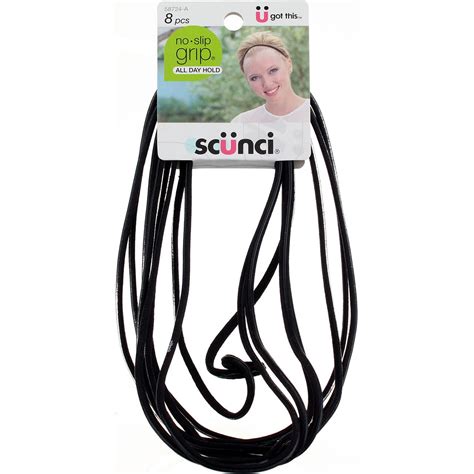 Scunci No Slip Grip Headwraps Black 8 Ct Stay Put Hair Accessories