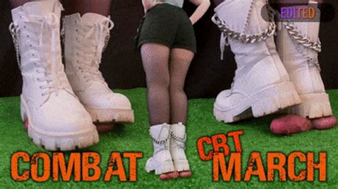 Combat Girl Marching On Your C And B In White Ankle Boots Edited Version Tamystarly