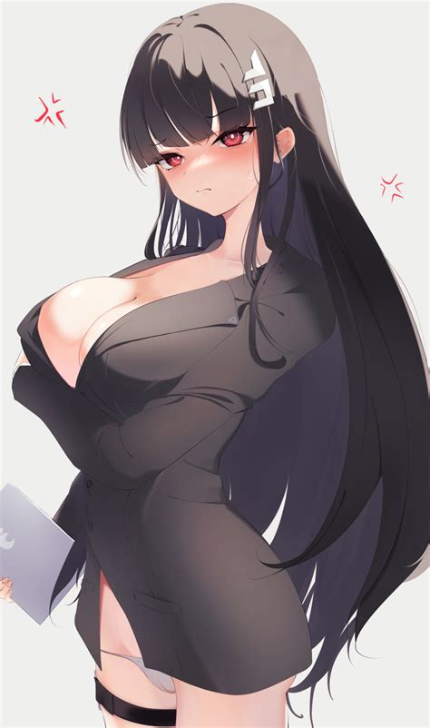 Rule 34 1girls Anger Vein Angry Armed Black Hair Black Jacket Blue