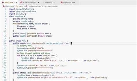 solved 1 2 3 6 8 9 menu java 2 x transaction java