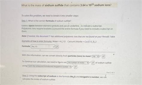 Solved Calulate The Moles Of Sodium Sulfide Given The Value Chegg Com