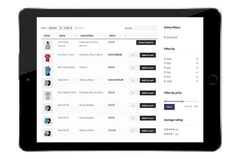 WooCommerce Product Filter Widgets In Product Table Plugin