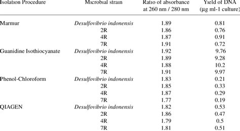 The Yield And Purity Of Dna Isolated By Different Methods Download Table