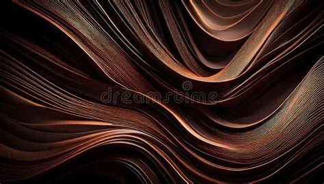 Fluid Abstract Design Featuring Undulating Wave Patterns In Warm Tones Of Copper And Bronze