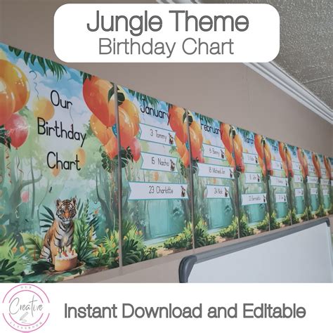 Jungle Theme Classroom Birthday Chart Ideas Printable Birthday Charts