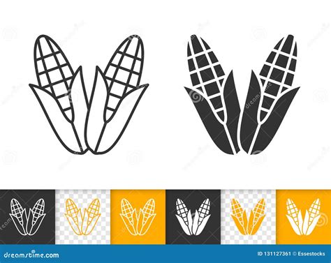Corn Simple Cob Food Black Line Maize Vector Icon Stock Vector