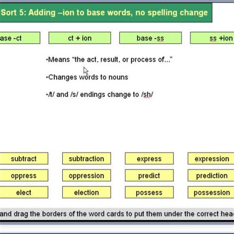 Forest Sort 5 Adding Ion To Base Words