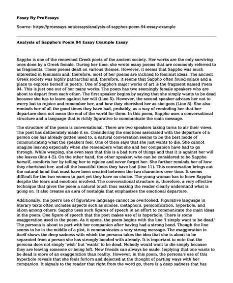 Analysis Of Sappho S Poem Essay Example Free Essay Term Paper