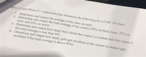 solved q7 34 pts write c statements that determine the