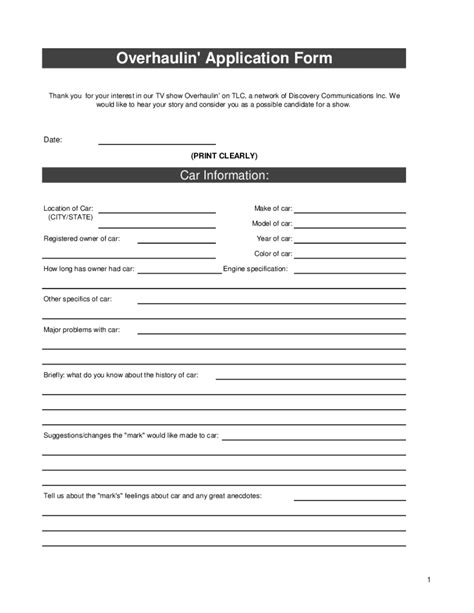 Manage Documents Using Our Form Filler For Overhaulin Application Form