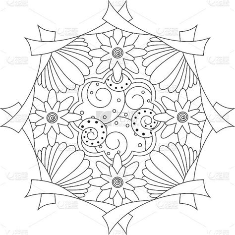 黑白图案成人涂色书。