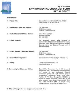 Fillable Online Initial Study Part II CEQA Fax Email Print PdfFiller