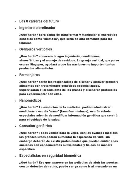 Las 8 Carreras Del Futuro Pdf