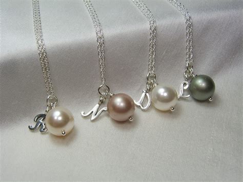 Bridesmaid Jewelry Set Of 5 Pearl Bridesmaid Necklace Etsy
