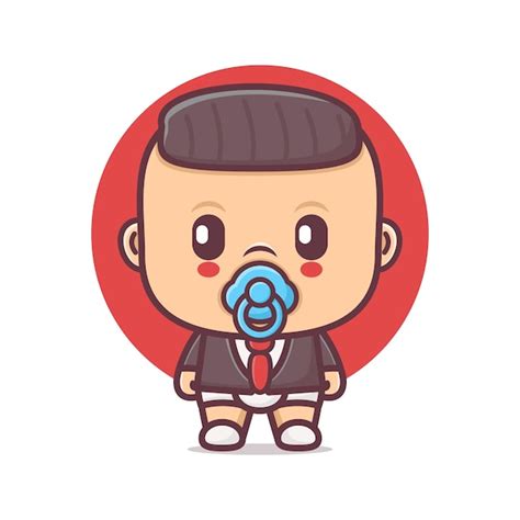 귀여운 아기 보스 만화 캐릭터 벡터 일러스트 레이 션 프리미엄 벡터