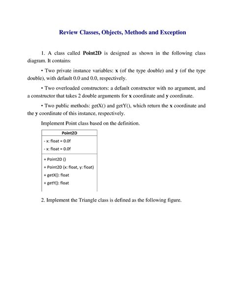 Review Classes Practice Review Classes Objects Methods And