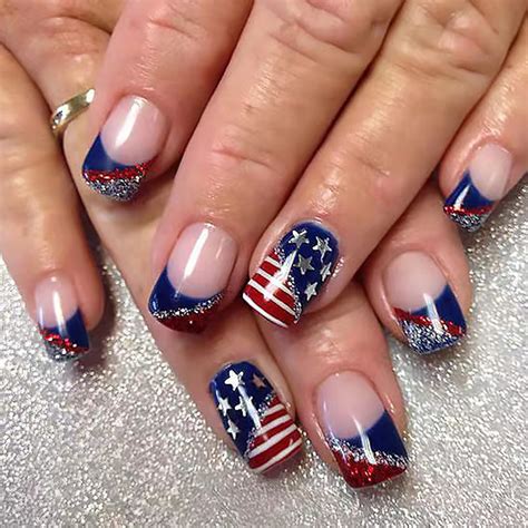 24pcs Independence Day Press On Nails Short Square French