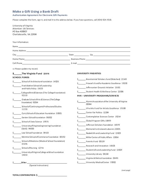 Fillable Online Giving Virginia Ua Services Authorization Electronic