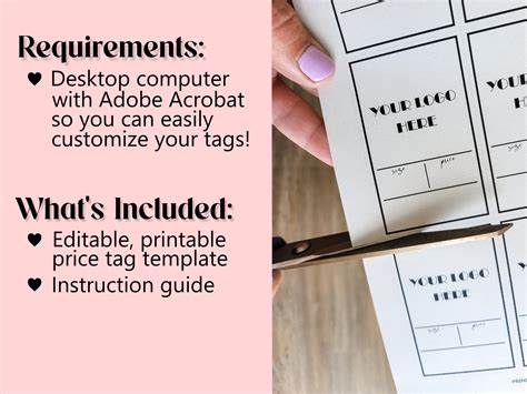 Custom Printable Price Tag Template Editable Boutique Etsy