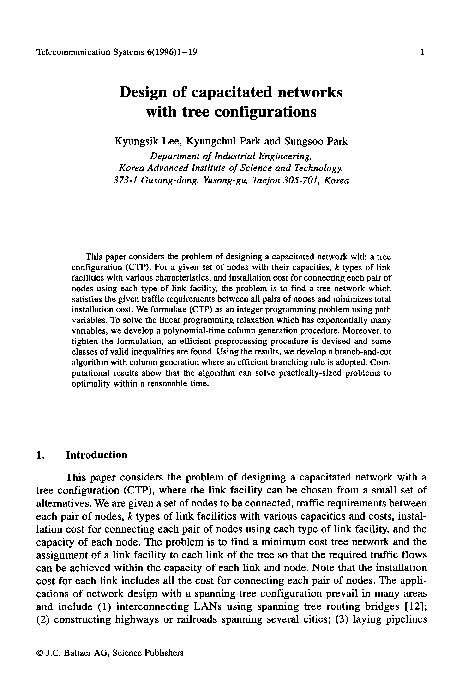 Pdf Design Of Capacitated Networks With Tree Configurations Sungsoo Park