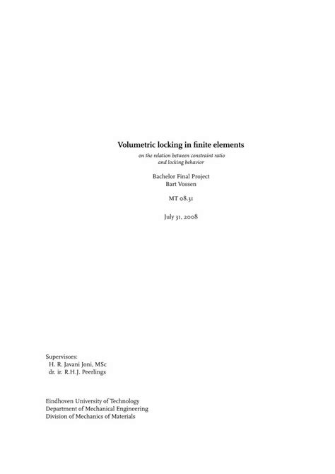 pdf btech thesis volumetric locking in finite elements dokumen tips