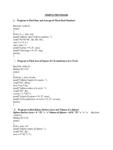 C Programs With Answers Pdf Sphere Matrix Mathematics