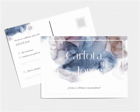 Tarjeta de confirmación Ink para boda