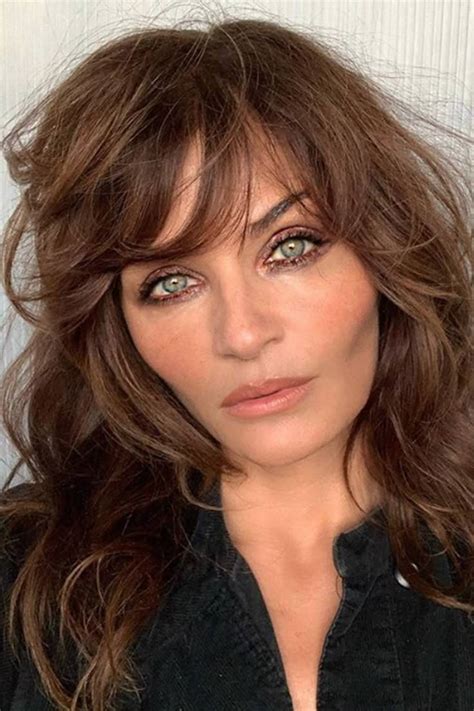 Brunette Side Swept Bangs