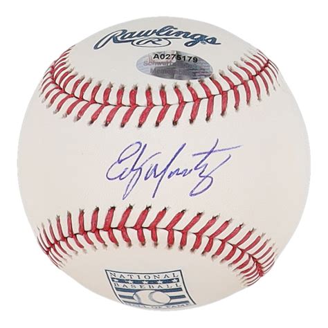 Edgar Martinez Signed Oml Hall Of Fame Logo Baseball Schwartz