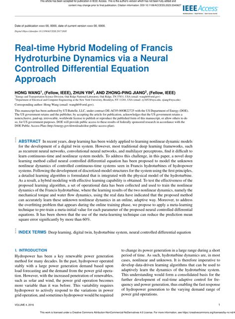 Pdf Real Time Hybrid Modeling Of Francis Hydroturbine Dynamics Via A Neural Controlled