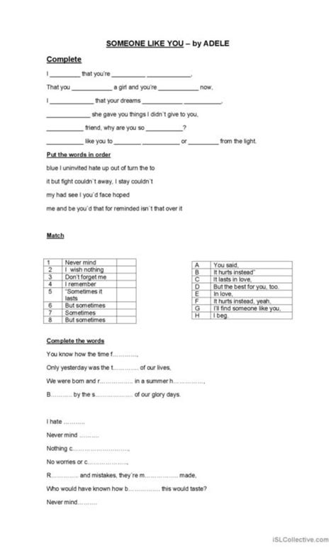 76 Adele English Esl Worksheets Pdf And Doc