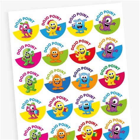 Dojo Point Stickers Monsters Classroom Rewards 32mm