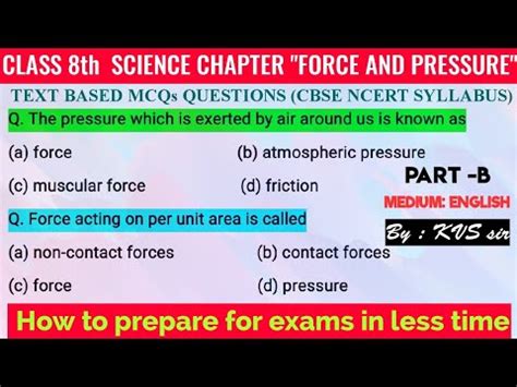 Class 8 Science Chapter Force And Pressure Important Text Based