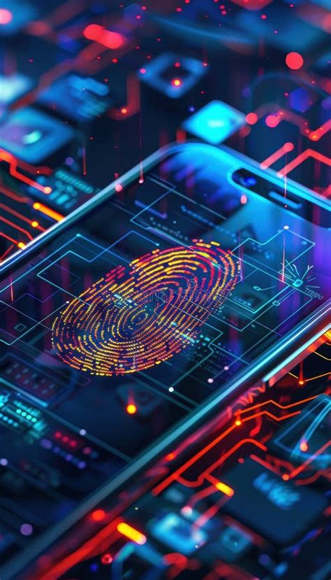 futuristic biometric security with digital fingerprint scanner for