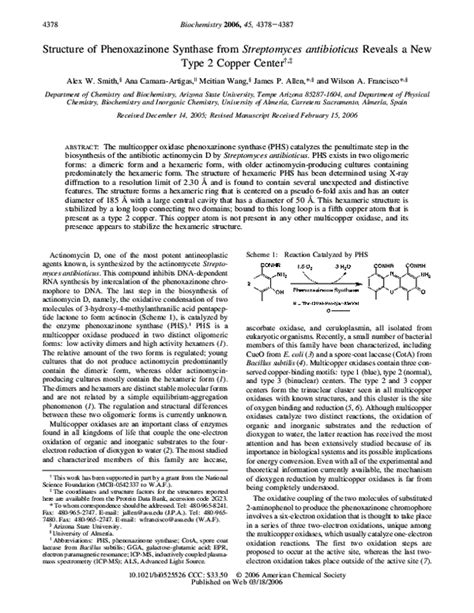 Pdf Structure Of Phenoxazinone Synthase From Streptomyces Antibioticus Reveals A New Type 2